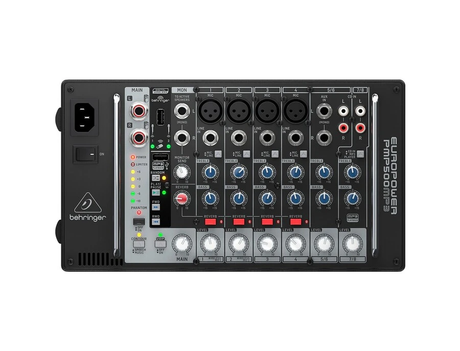 Behringer Europower PMP500MP3 500-Watt 8-Channel Powered Mixer - What ...