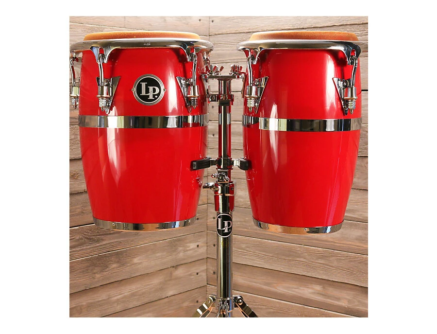 LP LP-JRX-DW Junior Wood Conga Set w/ Comfort Curve 2 Rims & Stand ...