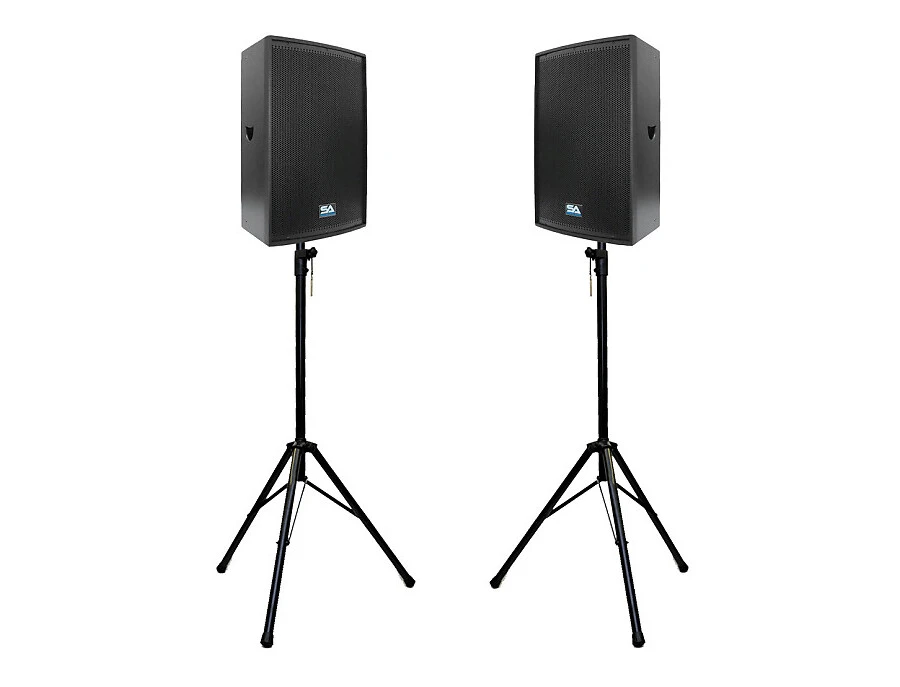 Seismic Audio Lava-15-PKG1 Passive 1x15" 800w Speakers (Pair) w/ Tripod ...