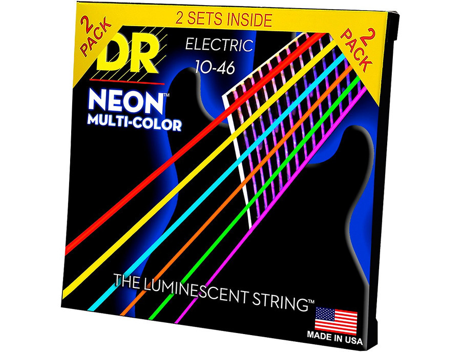 DR Strings Hi-Def NEON Multi-Color Medium Electric Guitar Strings (10 ...