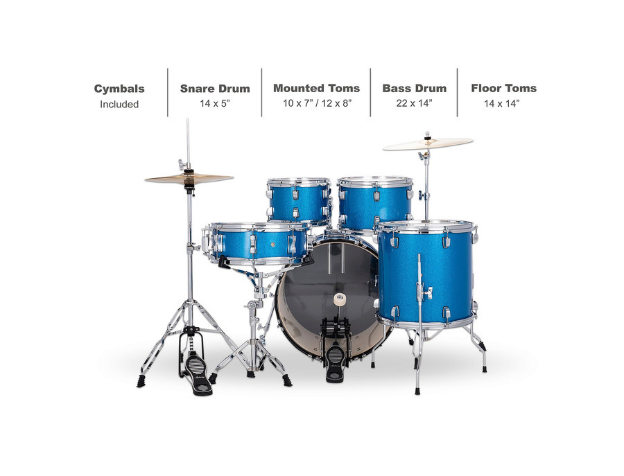 Ludwig LC190 Accent 10 / 12 / 14 / 20 / 5x14" Fuse Drum Set with ...